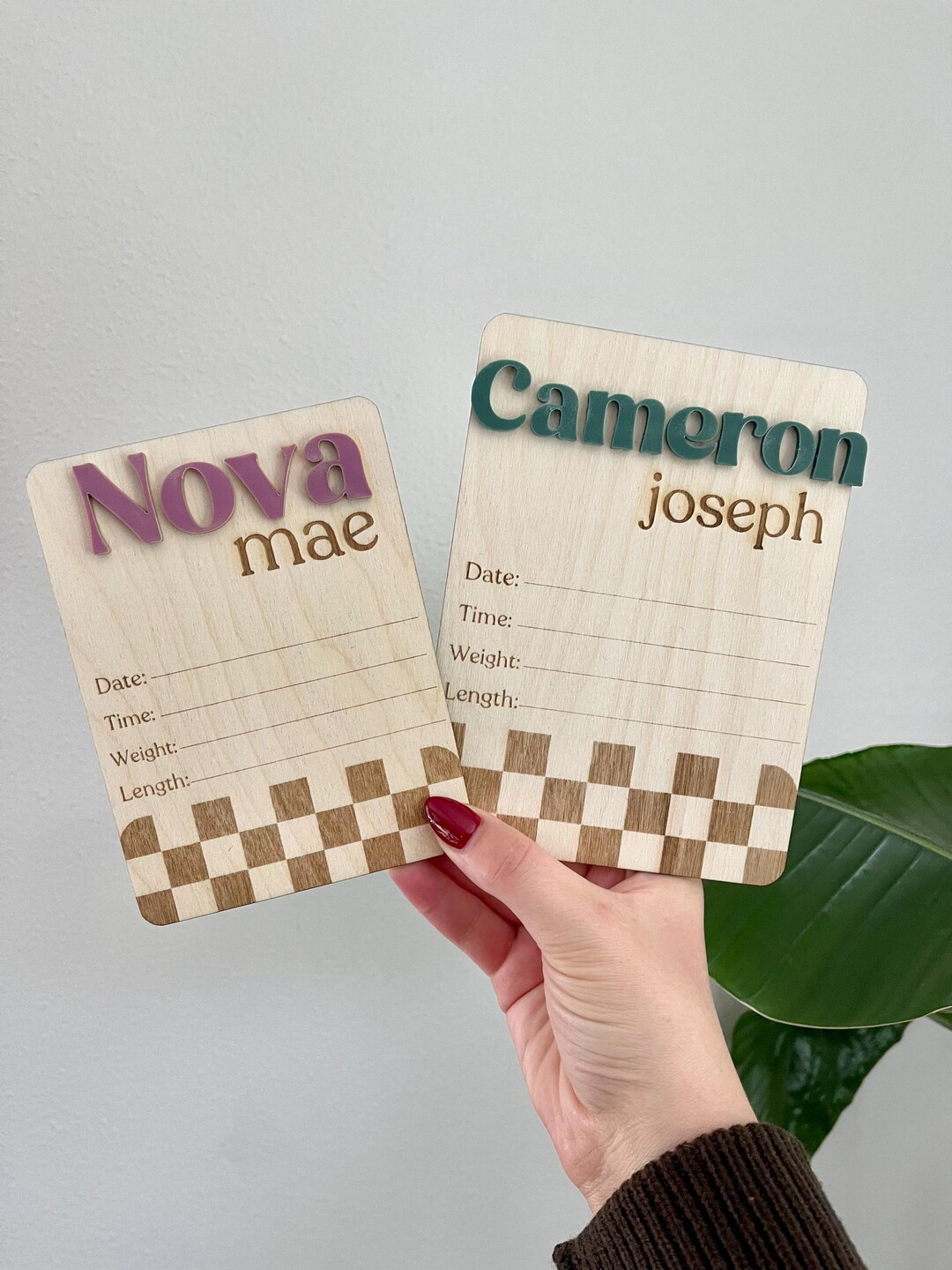 Baby Birth Announcement Sign for Baby Checkered Birth Sign Prop for ...