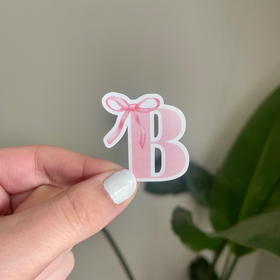 Monogram Sticker for Girly Girl Initial Decal With Bow Pink Coquette ...
