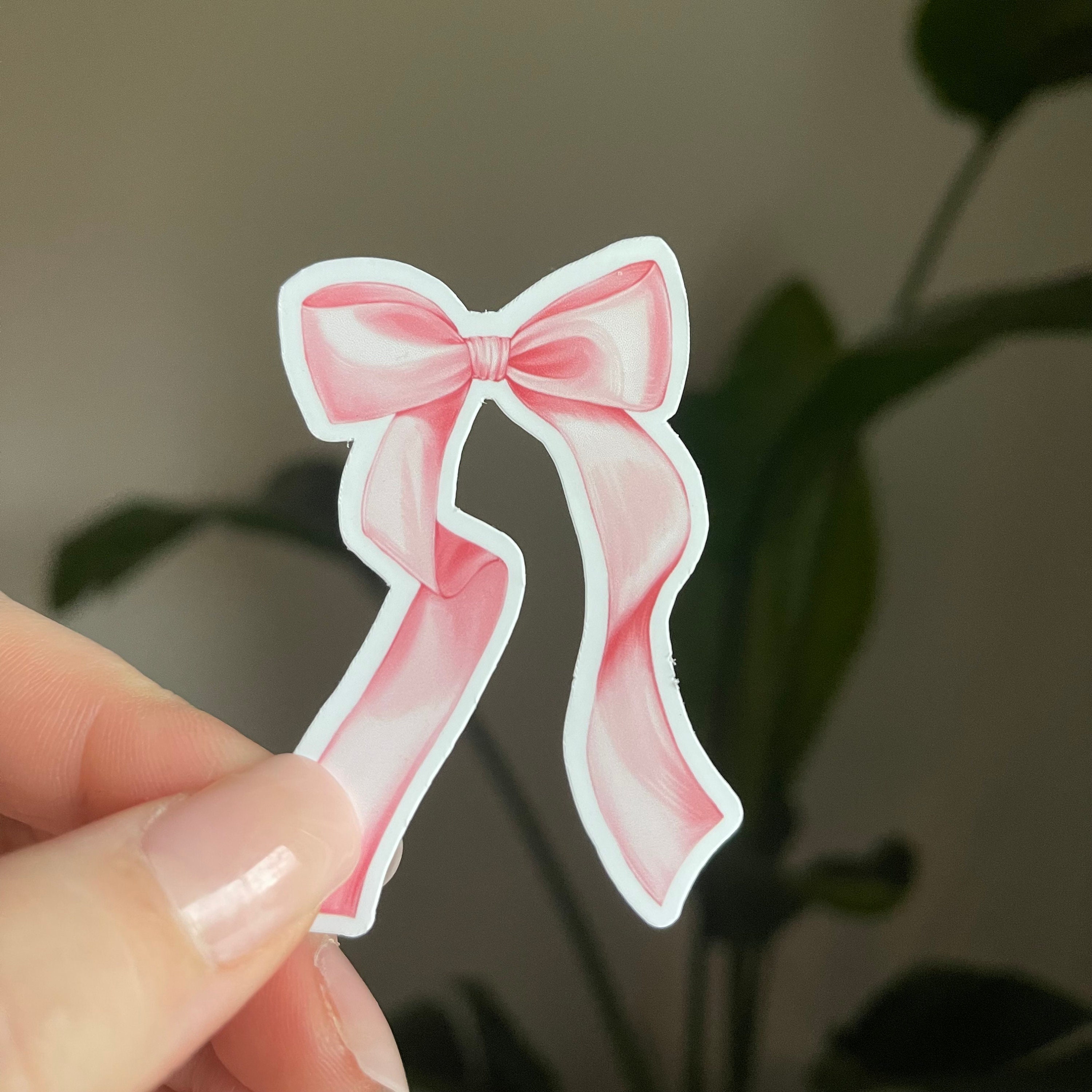 Pinstripe Bow Sticker Cute Bow Decal Girl Sticker Waterproof Pink ...