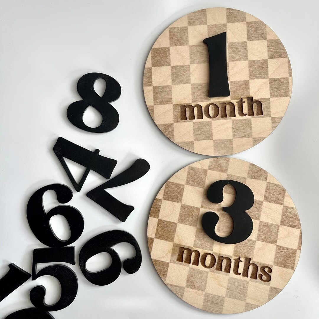 Milestone Baby Announcement Sign Birth Sign for Newborn Baby Checkered ...
