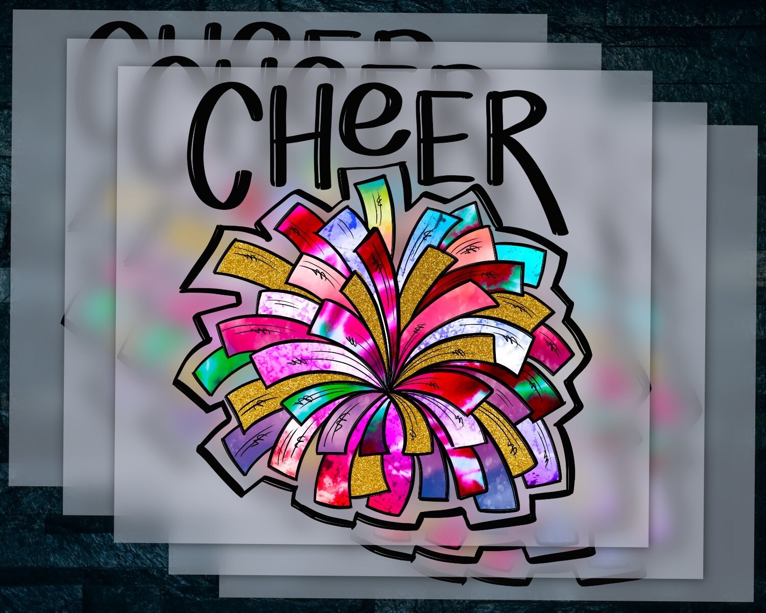 Hand Drawn Cheerleading DTF Heat Transfer Ready to Press Tie Dye Design ...