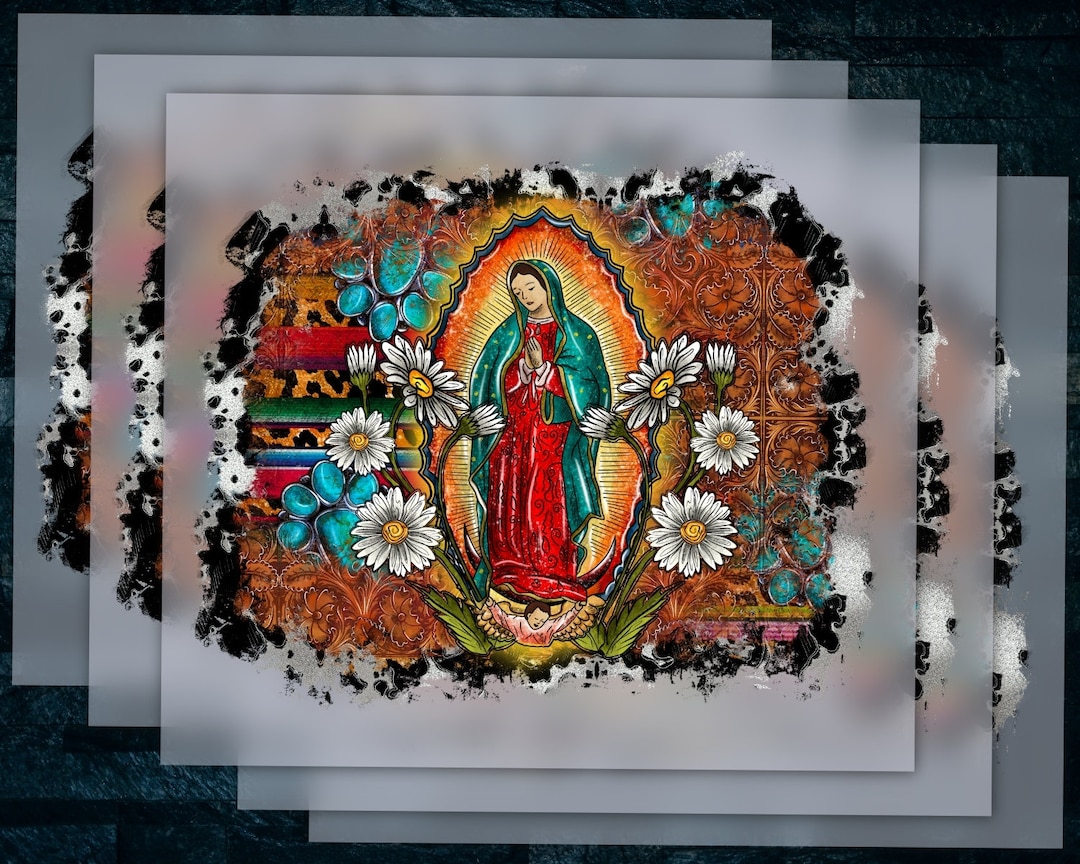 Our Lady of Guadalupe Heat Transfer Design, Virgin Mary DTF, Latina ...