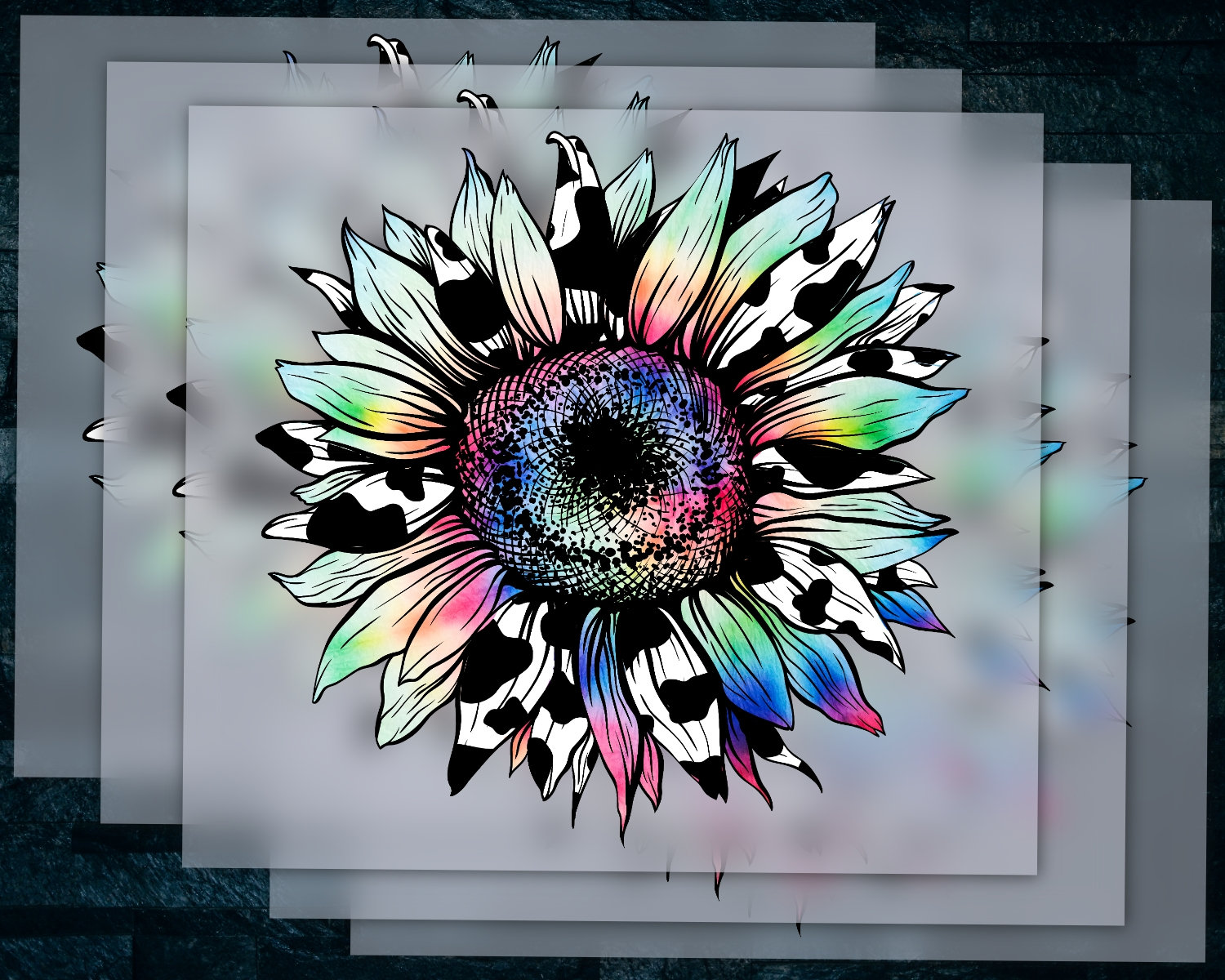 Sunflower Cow Print Tie Dye Designs Ready to Press, Heat Transfer ...