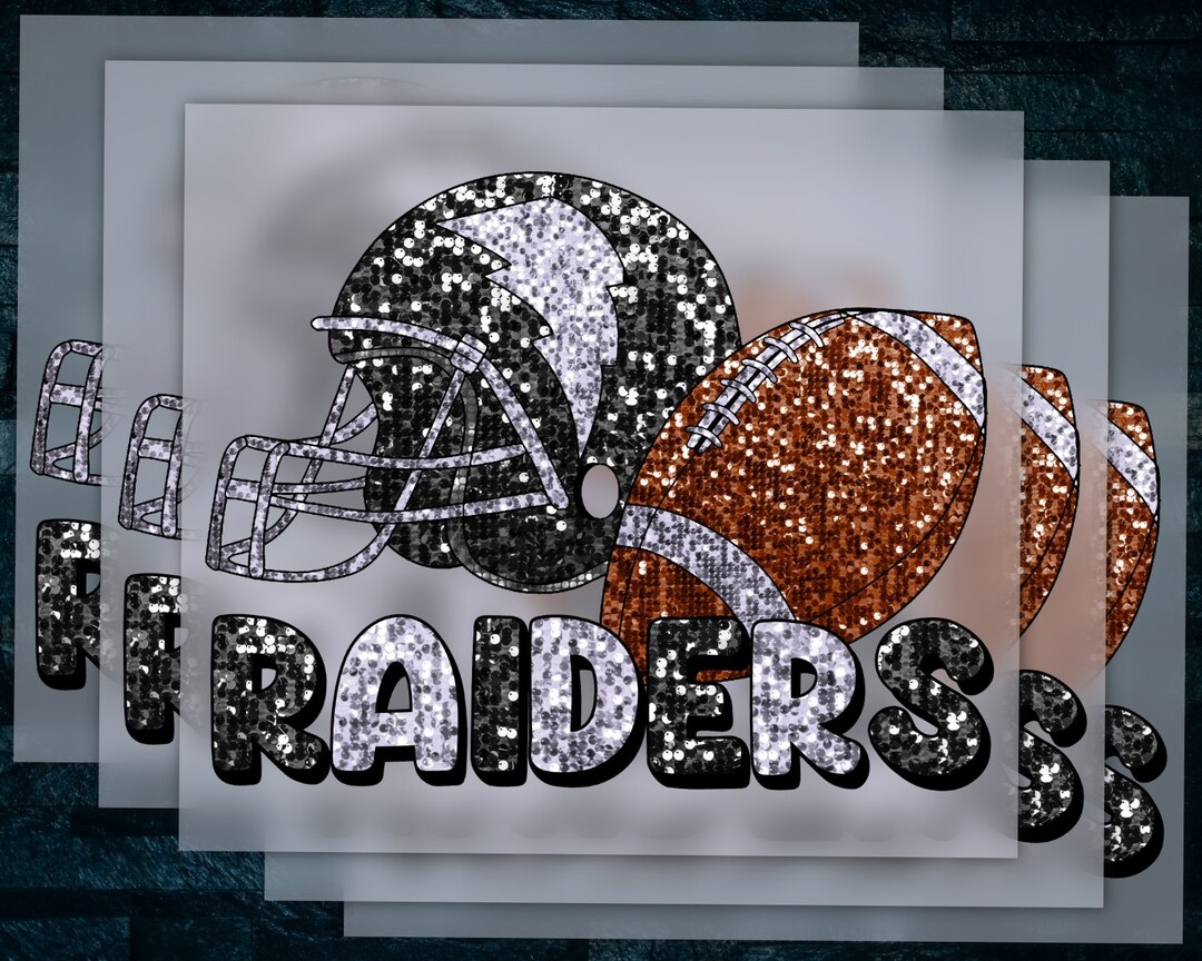 Raiders Sequin Heat Transfer Black Silver Football Design Ready-to-press DTF - Etsy
