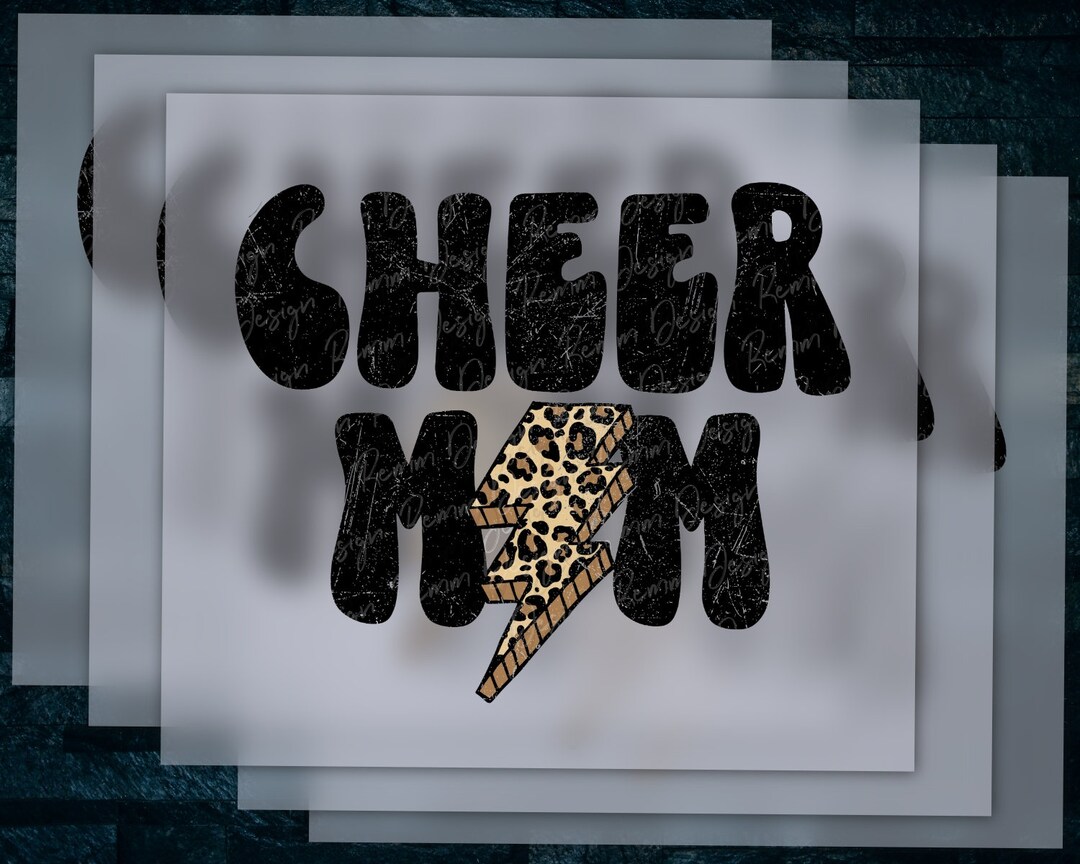Retro Cheer Mom Design, Heat Transfer Ready, Leopard Lightning Bolt ...