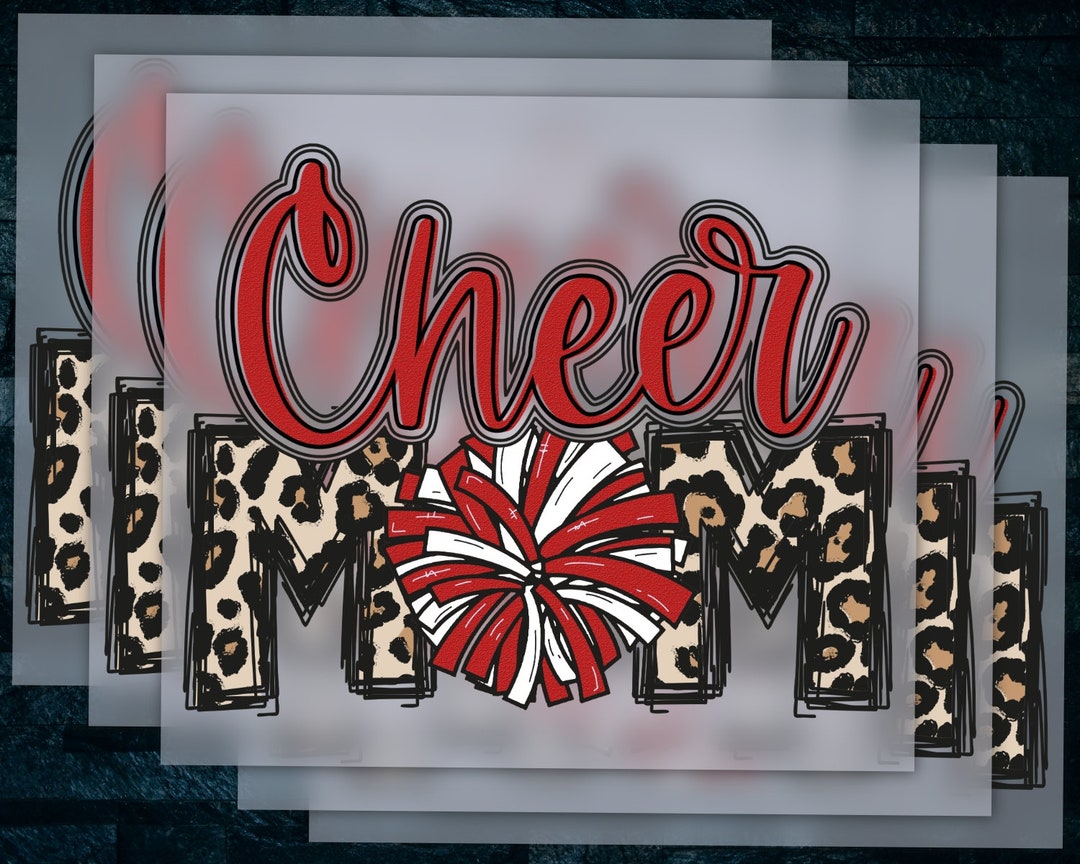 Red Cheer Mom Heat Transfer Design Ready to Press Leopard Cheerleading ...