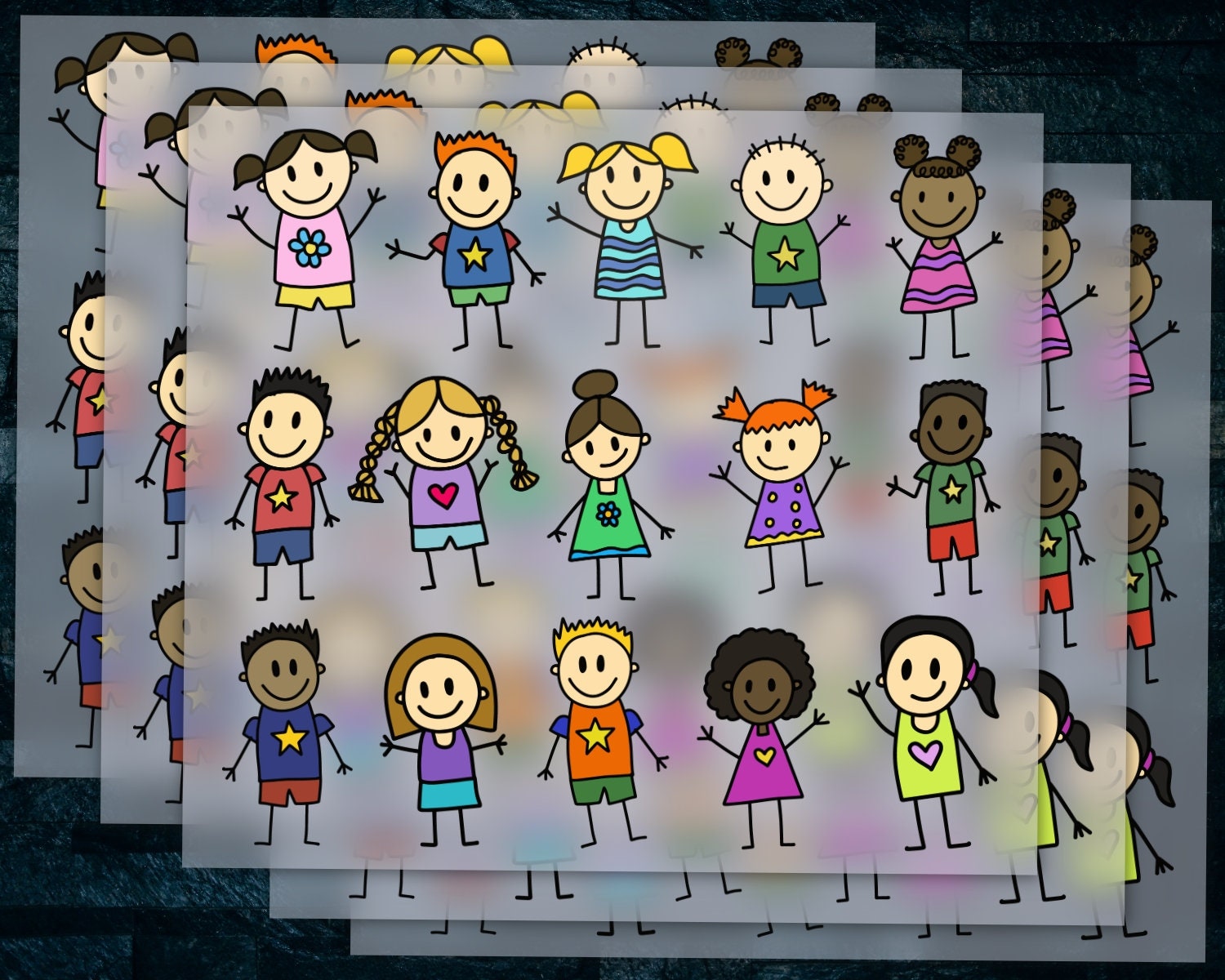 School Children Stick Figures: Boy, Girl, and People for Cricut ...