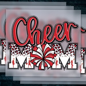 Cheer Mom Red Leopard Design Heat Transfer Ready, DTF Ideal for ...