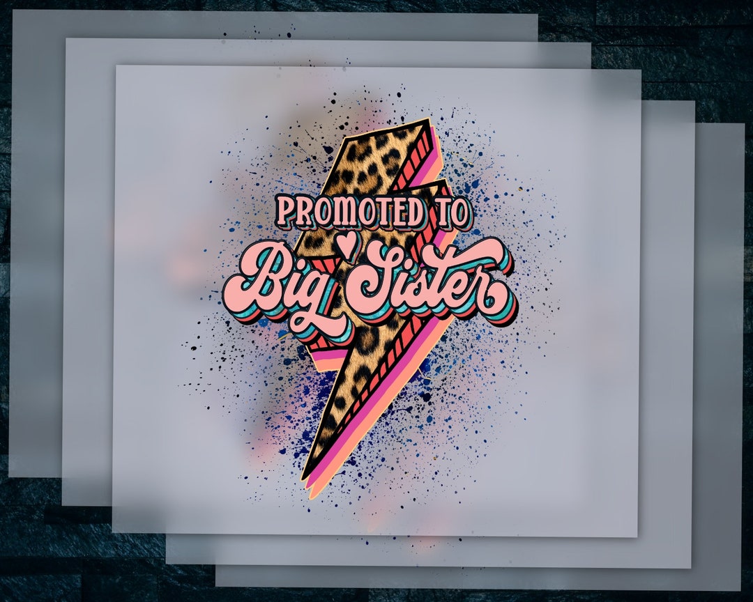 Big Sister Announcement Heat Transfers, Retro Girl DTF Print, Pink ...