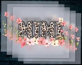 Leopard Floral Mimi Design for Grandma, Heat Transfer Ready, DTF, Ideal ...