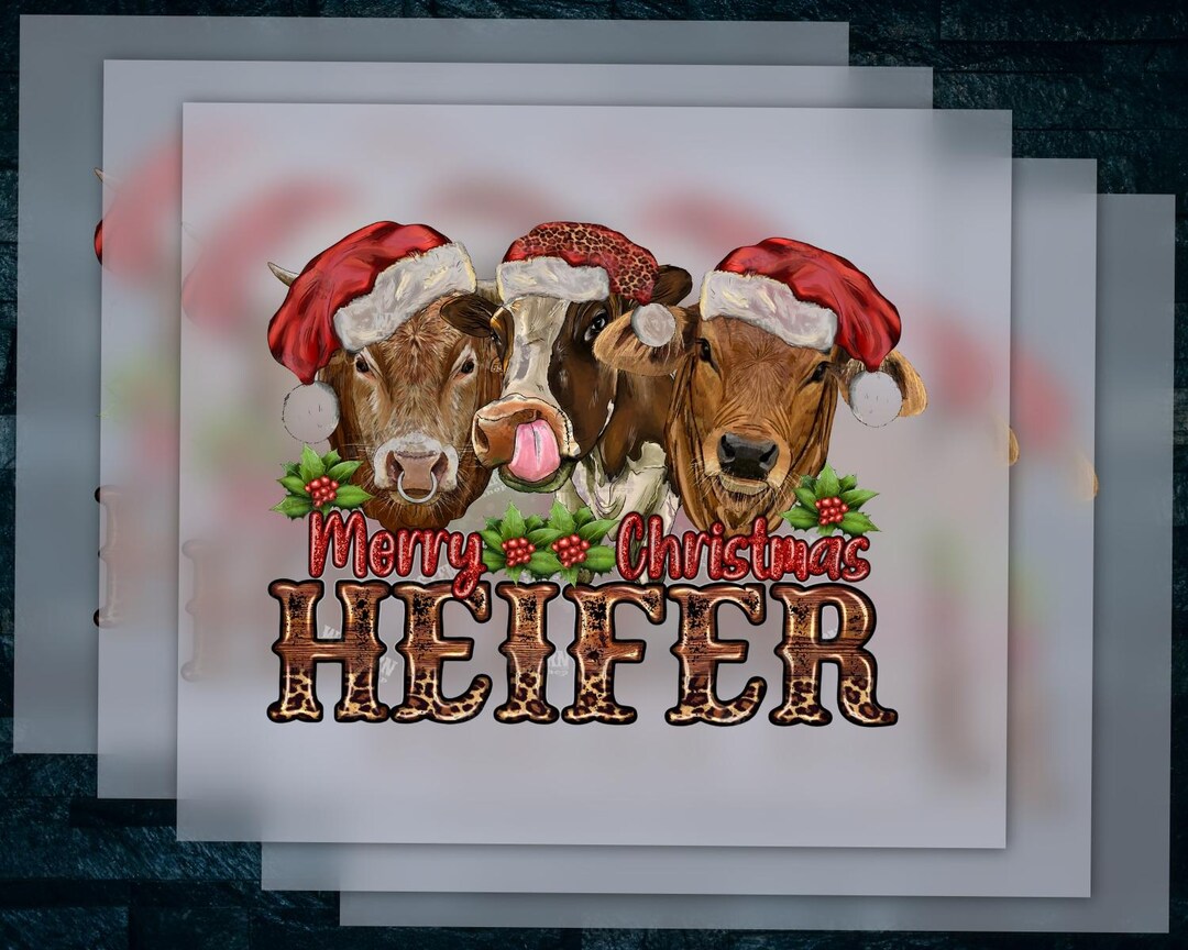 Festive Christmas Heifer Design Western Cow Holiday Theme Ready to ...