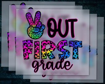 Peace Out 7th Grade Last Day of School Art, Trendy Tie Dye Cheetah Design, Ready to Press Heat ...
