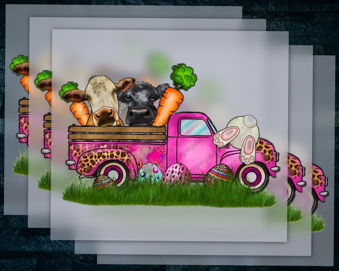 DTF Easter Truck and Cow Ready to Press, Heifer, Happy Easter, Bunny ...