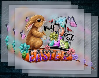 Easter Bunny Heat Transfer Design Ready-to-press Rainbow Bunny Art for ...