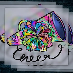 Cheer Megaphone and Pom Pom Graphic Ready to Press Sports Design for ...