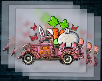 Easter Bunny Heat Transfer Design Ready-to-press Rainbow Bunny Art for ...
