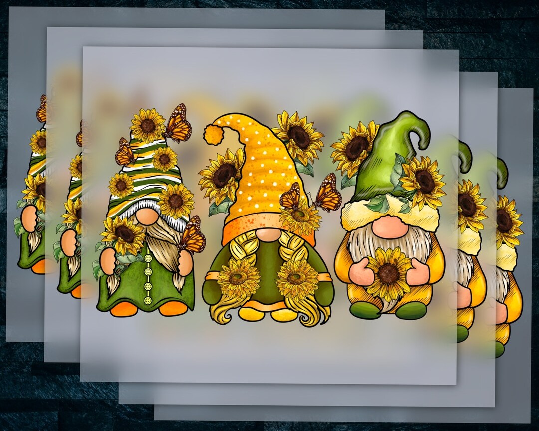 Sunflower Gnome DTF Transfer: Cute Garden Gnome Heat Transfer ...