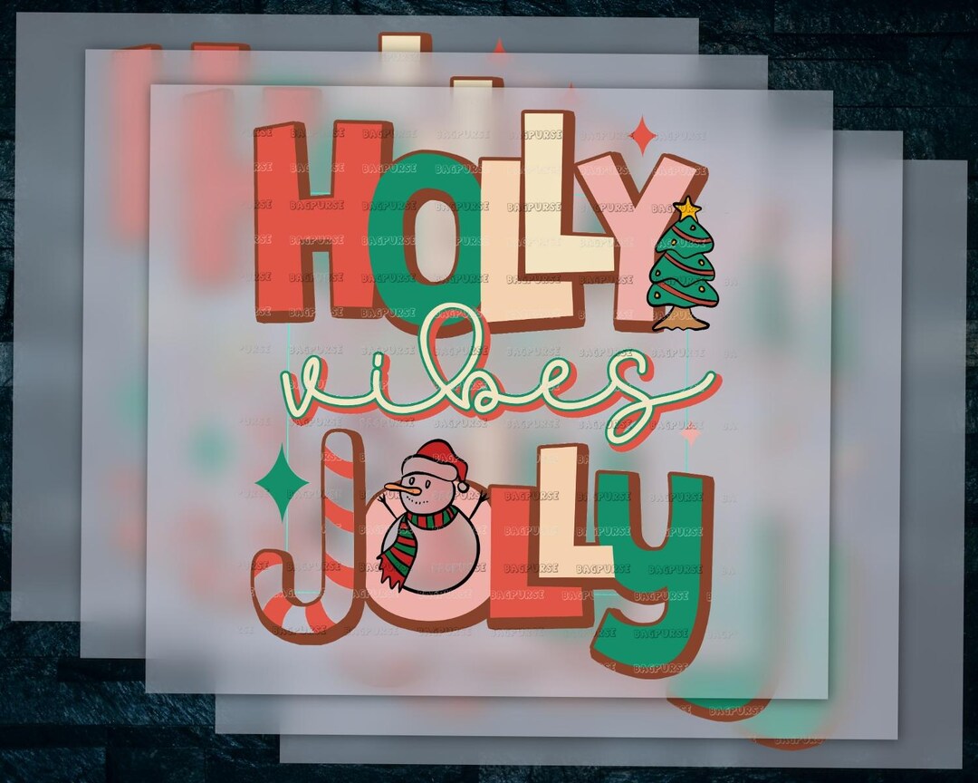 Holly Jolly Christmas Design for Heat Transfer and DTF Ready to Press ...