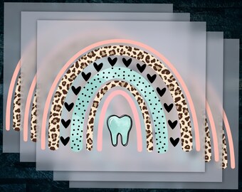 Dentist Life Hand Drawn Design Rainbow Hearts in Blush and Teal Ready ...