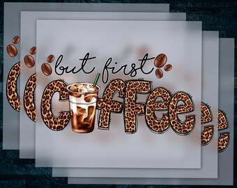 Leopard Coffee Design for Heat Transfer and DTF, Western Style Coffee ...