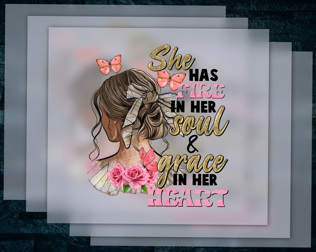 Fire in Her Soul Messy Bun Design Western Style Ready to Press, DTF ...