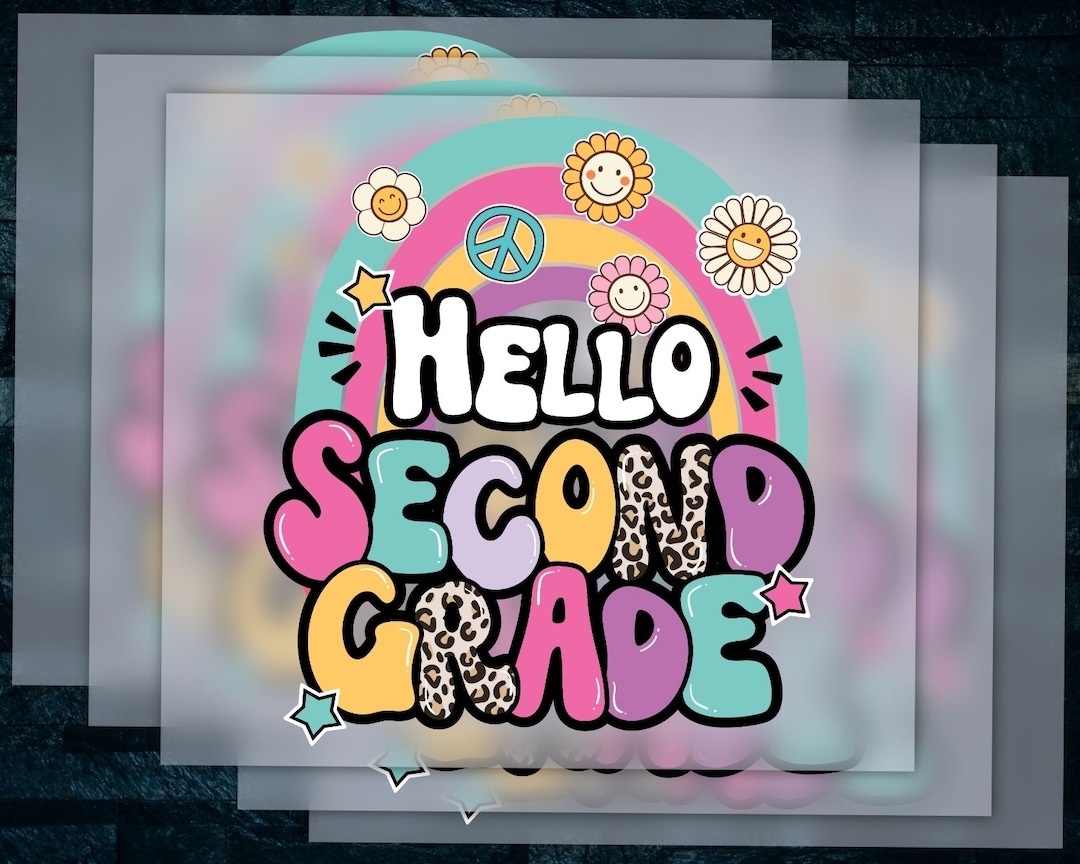 Welcome 2nd Grade Leopard Rainbow Heat Transfer Design, DTF Ready to ...