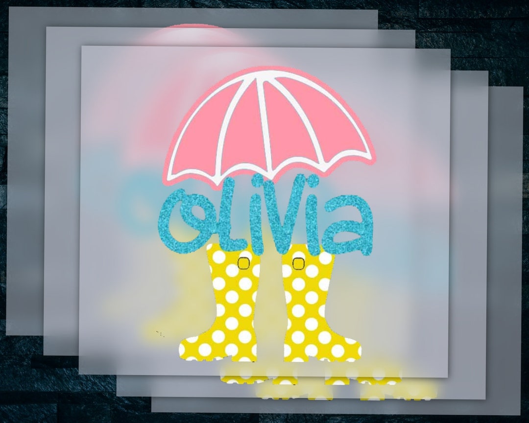 DTF Monogram Rain Boots and Umbrella, Valentine's Special, Easter Ready ...