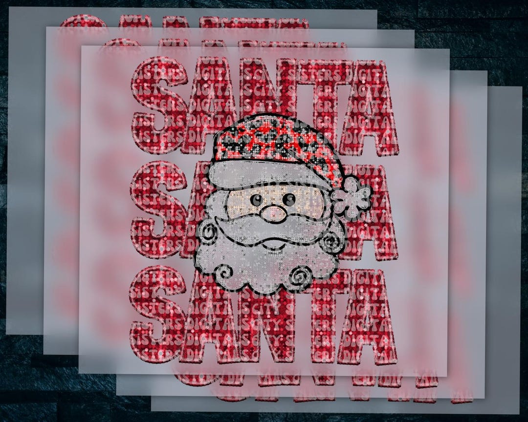 Santa Leopard Faux Glitter Heat Transfer Faux Sequins Christmas Lights ...