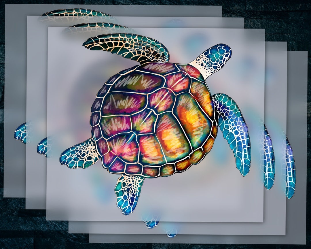 Hand Drawn DTF Turtle Print, Sea Animal DTF Transfer, Ready to Press ...