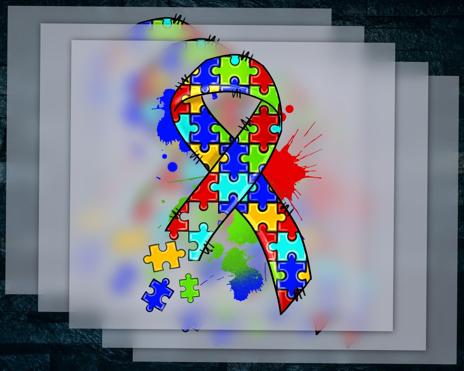 Autism Awareness Ribbon Design for Heat Transfer, DTF, Ready to Press ...