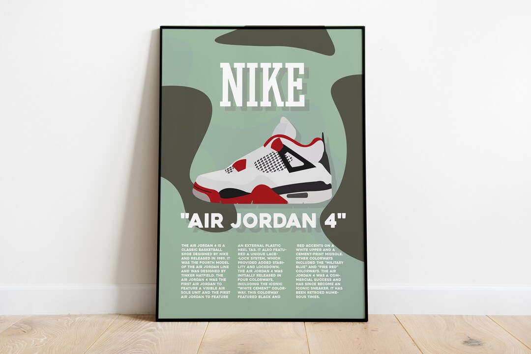 Sneaker Poster Nike Air Jordan 4 Poster Decoration Room - Etsy