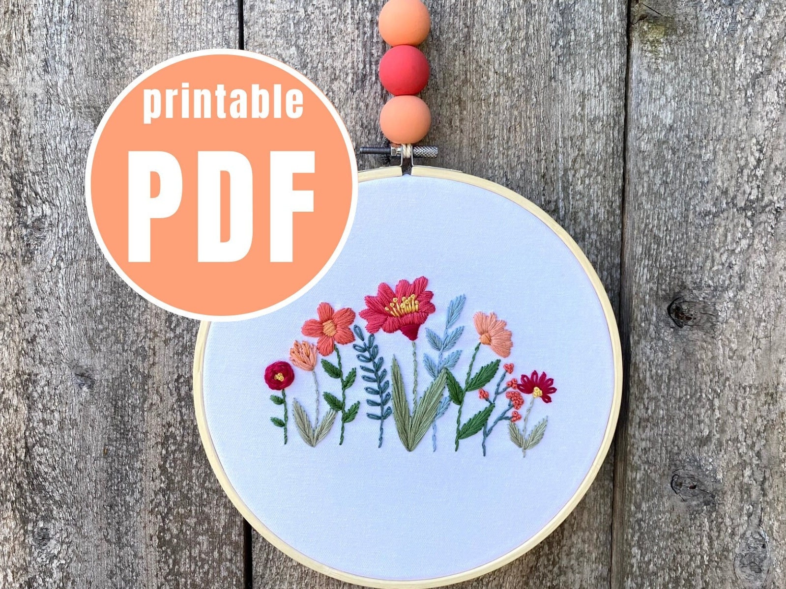 Wildflower PDF Printable Embroidery Pattern | Spring Flowers Embroidery Pattern | Floral ...