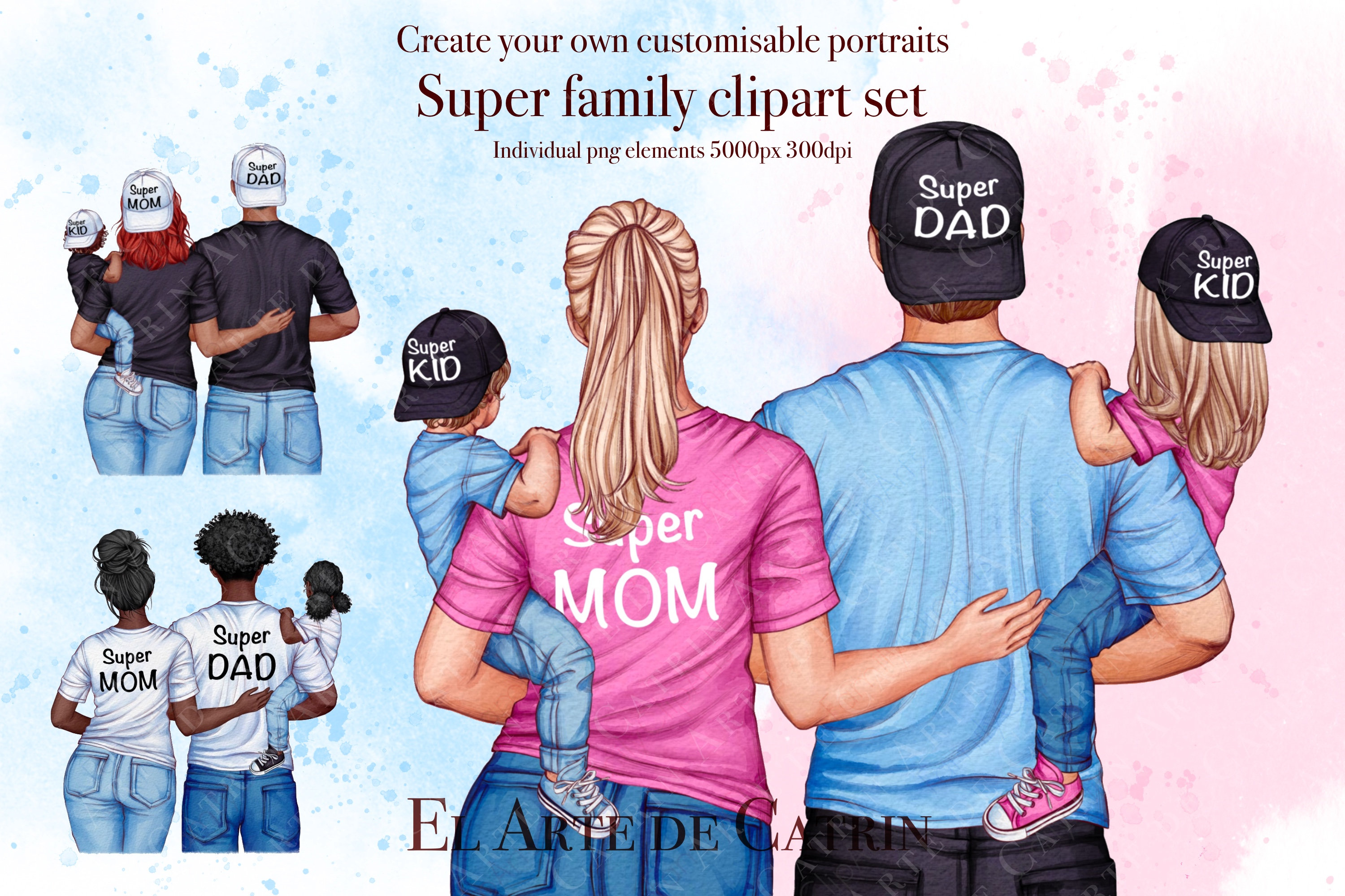 Super Family Clipart, Best Family, Mom Daughter Son Dad, Children ...