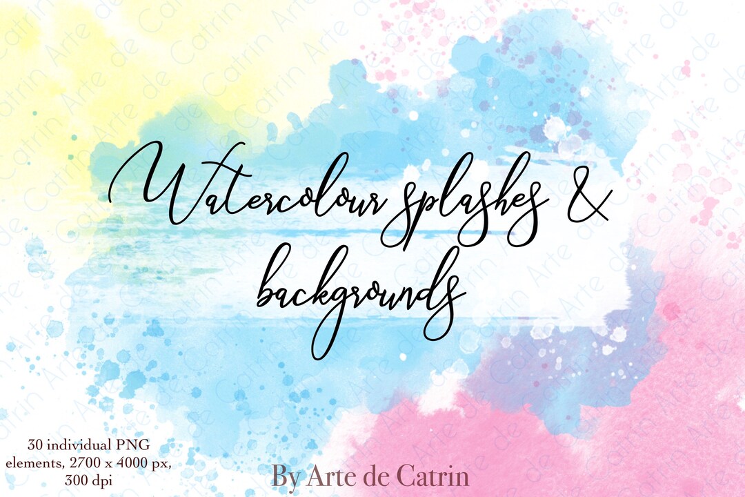 Watercolor Splashes and Backgrounds Clipart, Watercolor Spots PNG ...