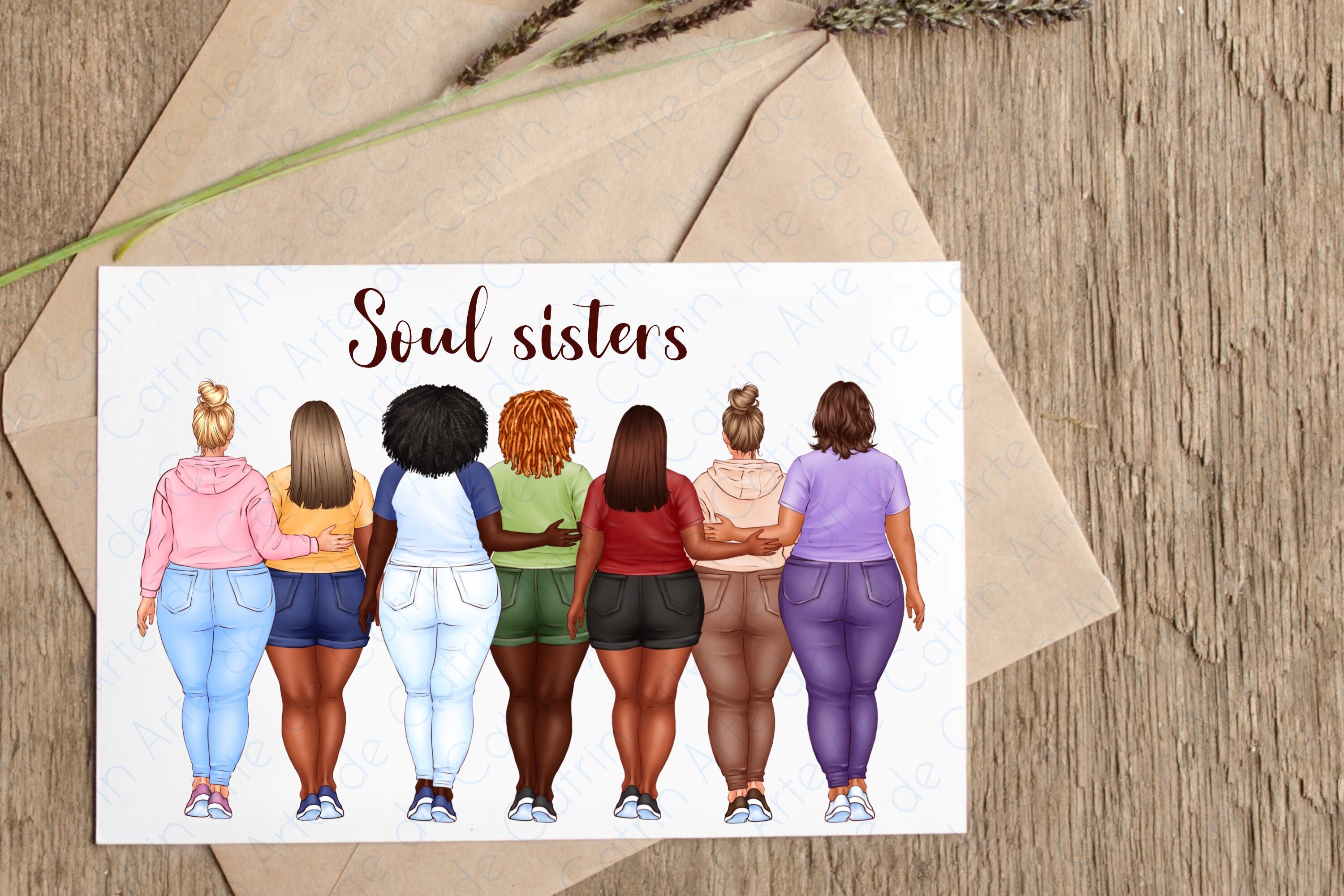 Best Friends Clipart, Plus Size Women, Curvy Girl Clipart, Female ...