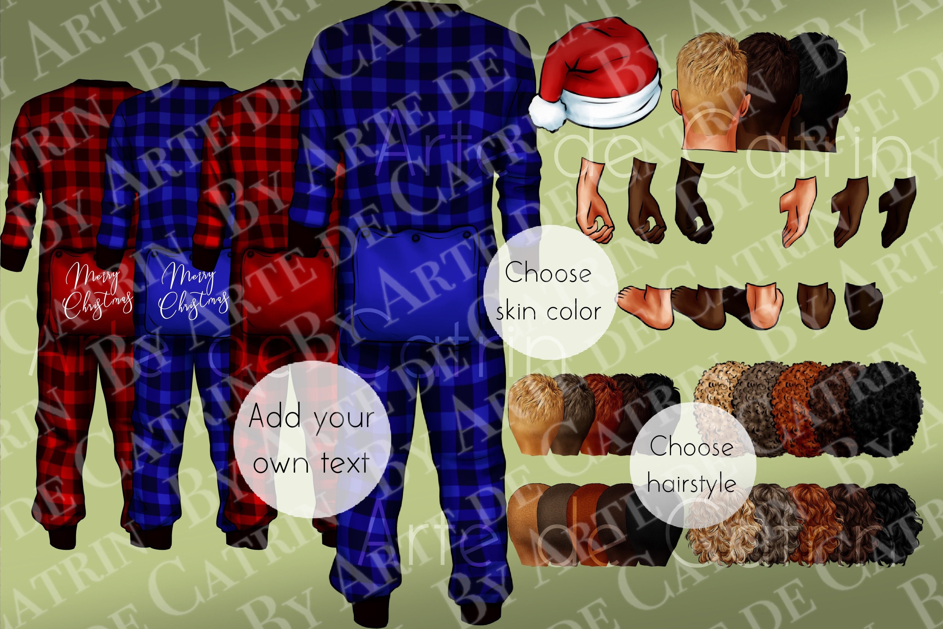Christmas Pajamas Family Clipart PNG Merry Christmas - Etsy