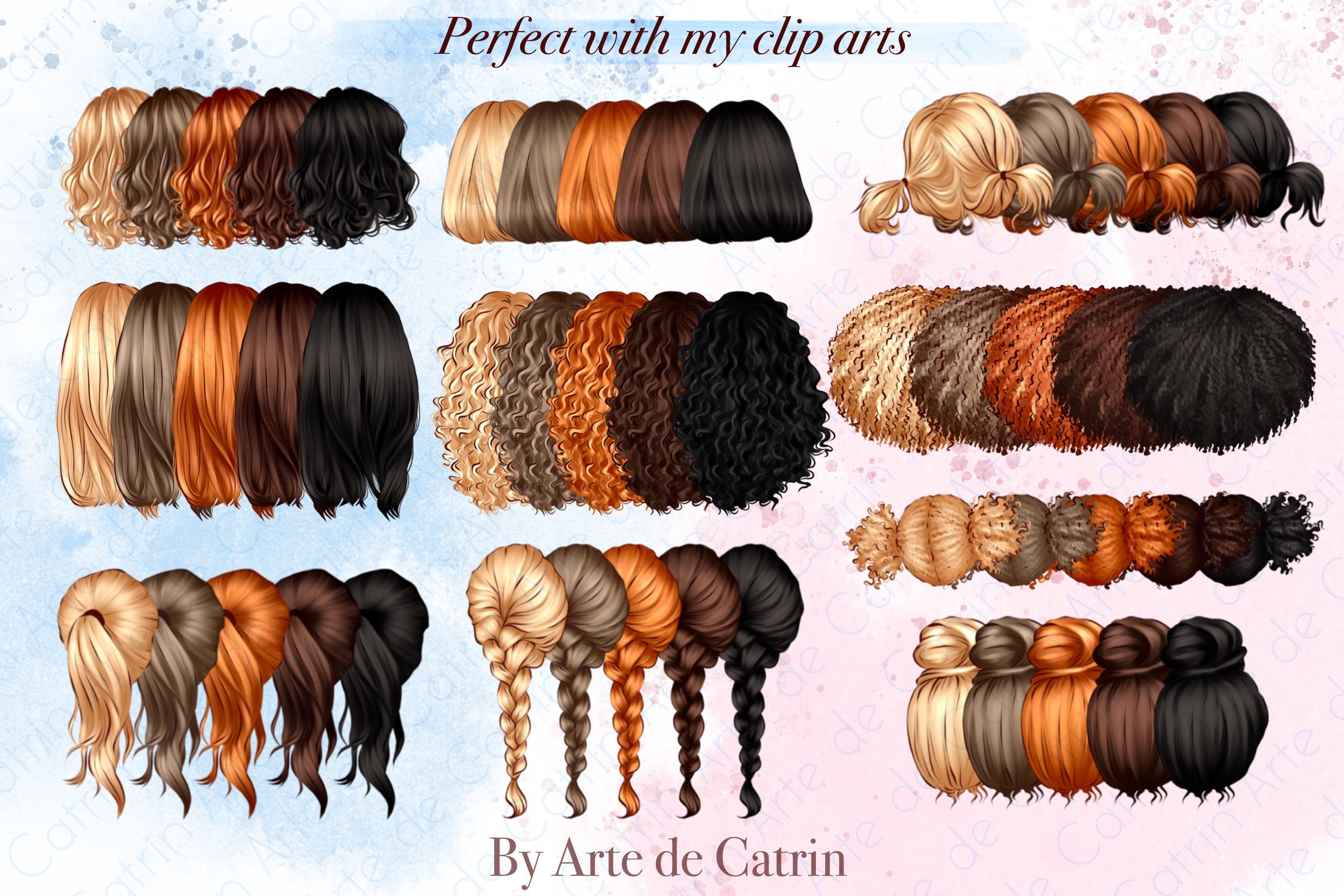 Kids Hairstyles Clipart, Baby Hair, Hair Clipart Pack, Children's Hair ...
