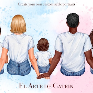 Watercolor Family Clipart, DIY Family Portrait, Sitting Family Clipart ...