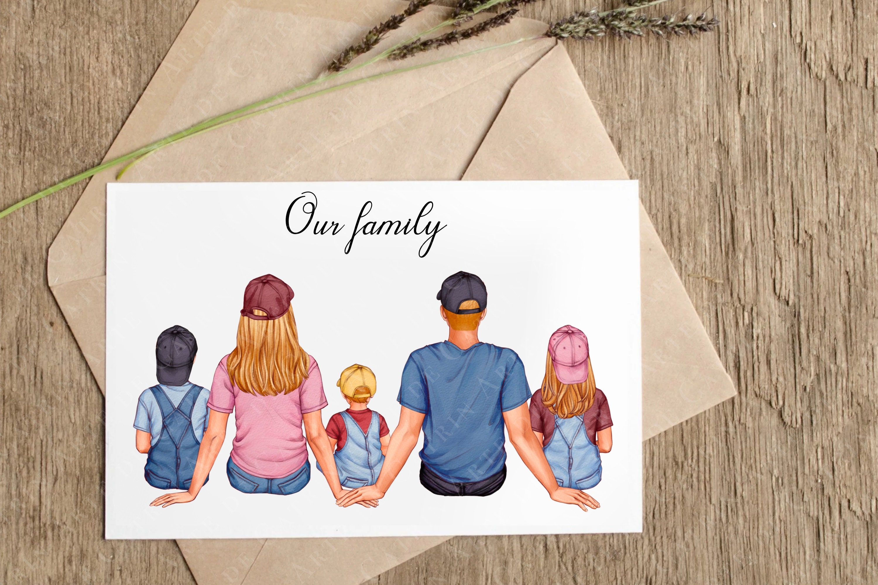 Watercolor Family Clipart with Landscapes, DIY Family Portrait, Sitting ...