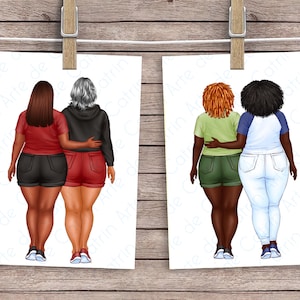 Best Friends Clipart, Plus Size Women, Curvy Girl Clipart, Female ...