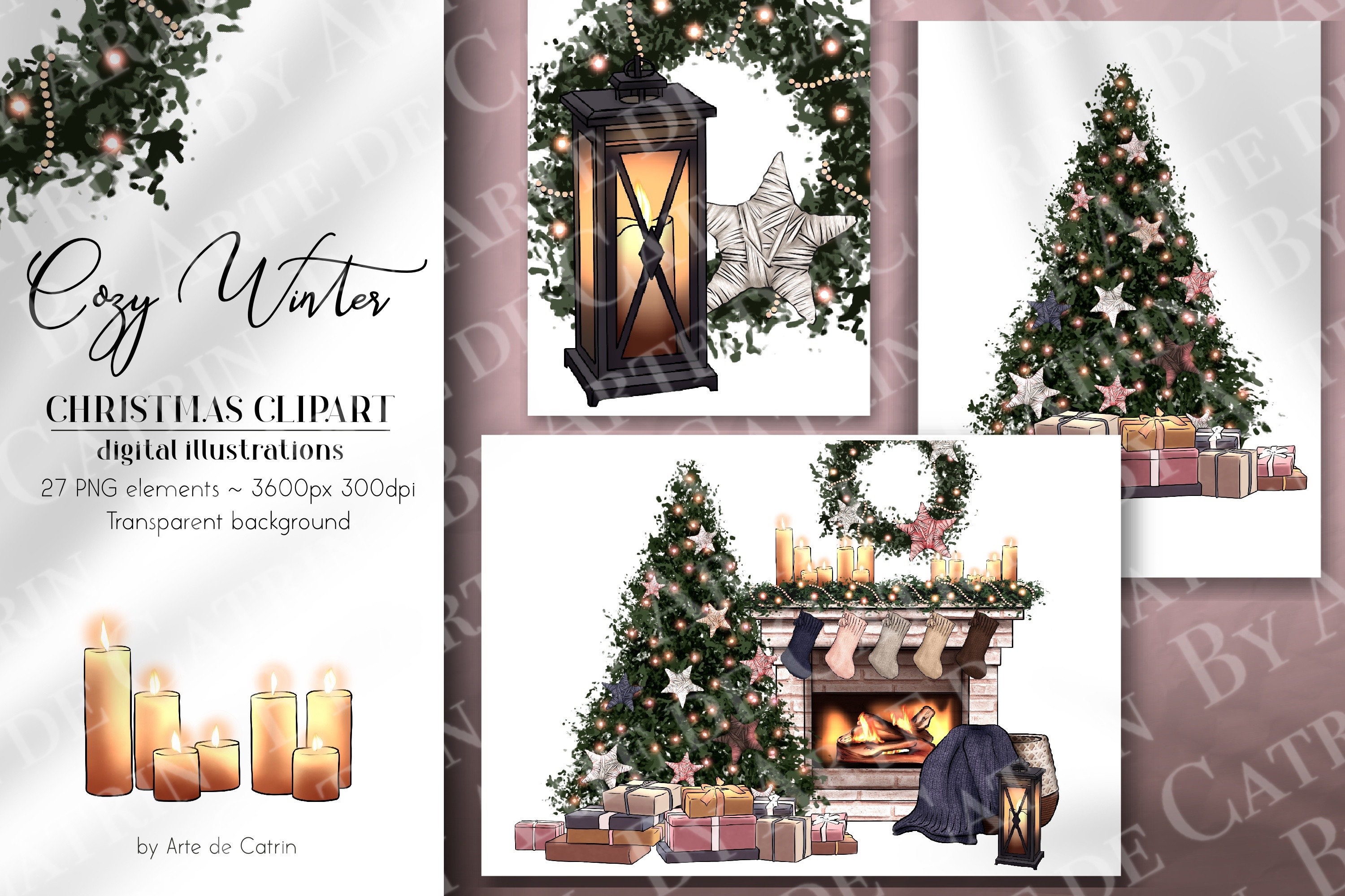 Cozy Winter, Christmas Clipart, PNG, Customizable Clipart, New Year ...