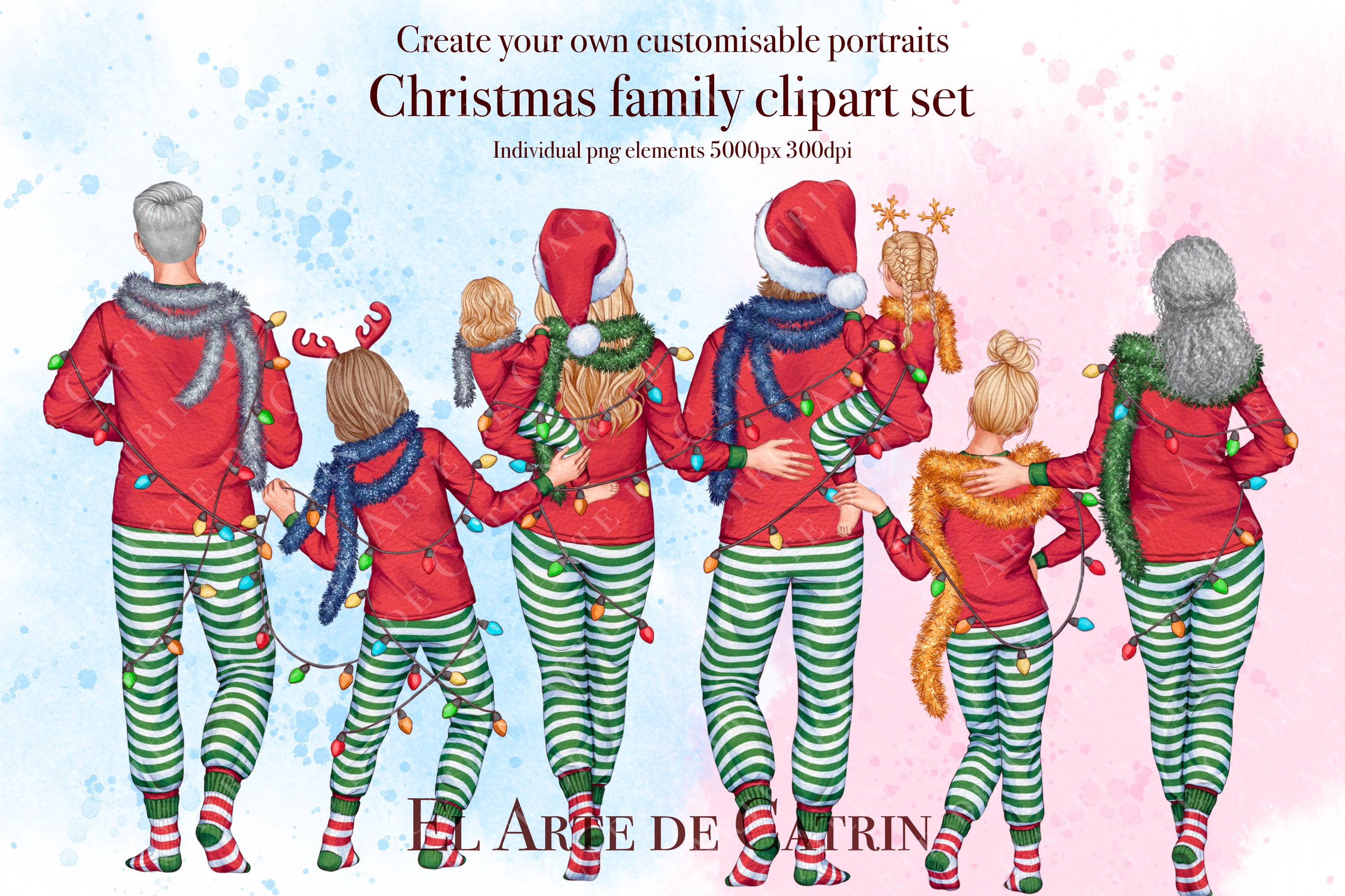 Big Christmas Family Clipart My Family Clipart Our Family - Etsy