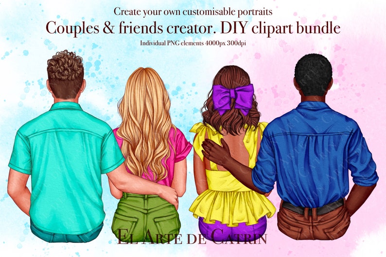 Couple and Friends Clipart Creator, DIY Clipart Bundle, Valentines Day ...