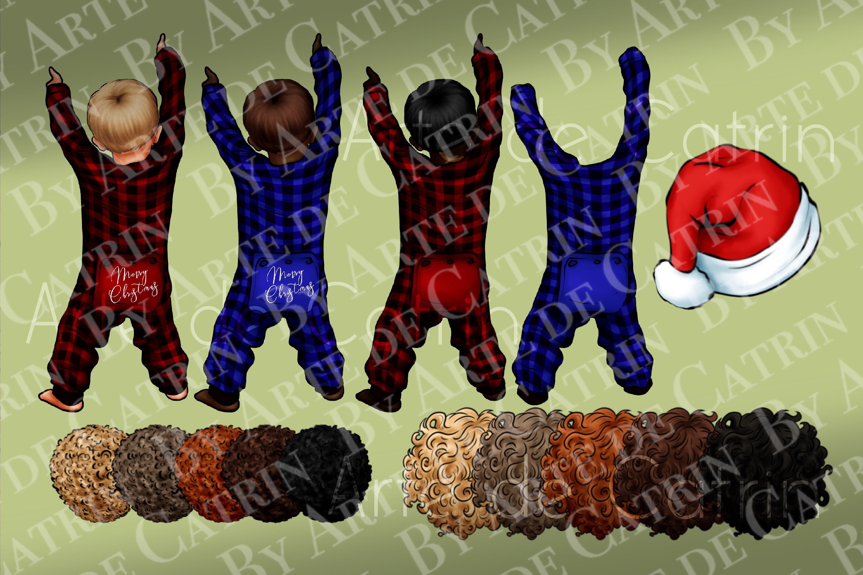 Christmas Pajamas Family Clipart PNG Merry Christmas - Etsy