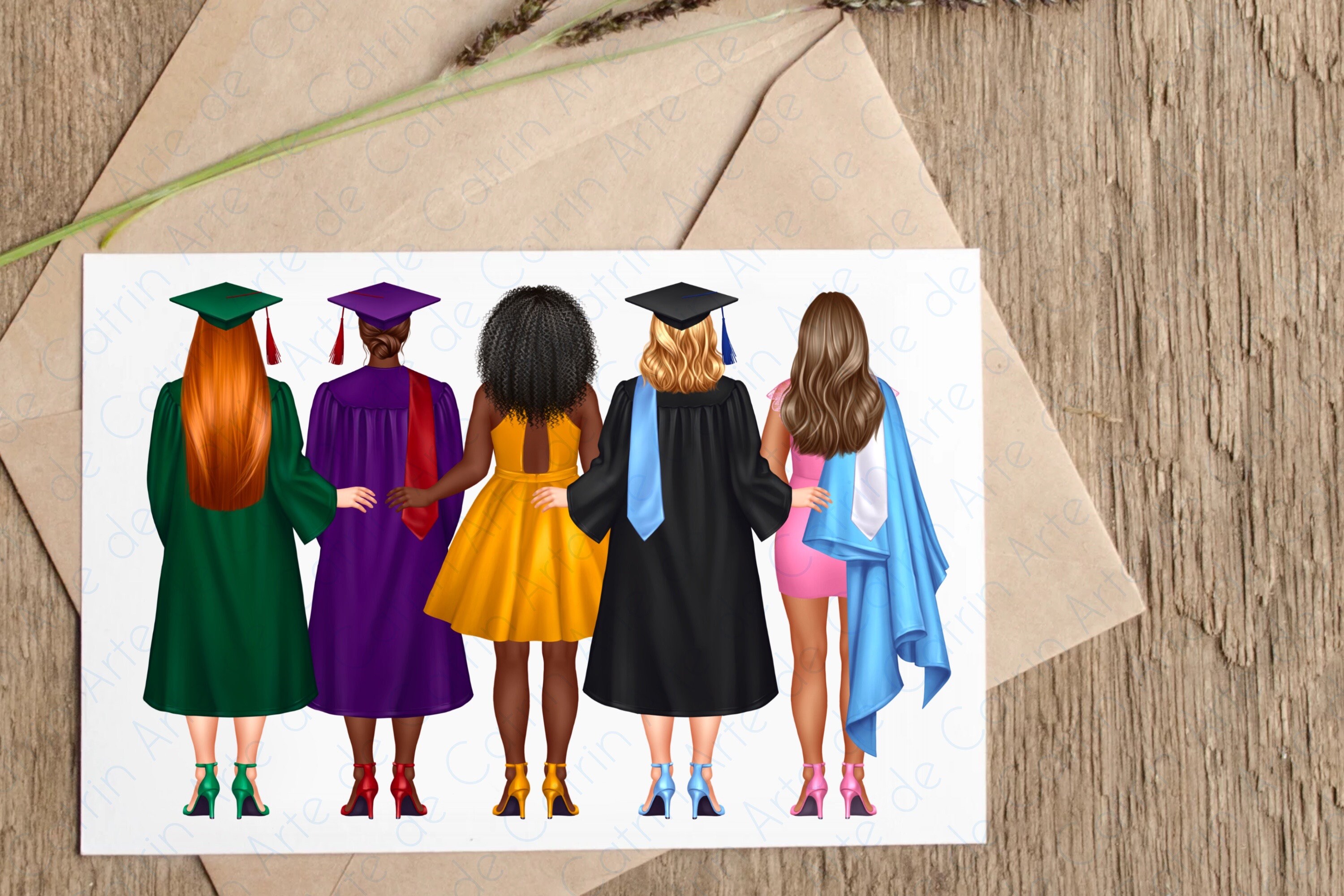 University Graduates Clipart Girls 2 Graduation Girls - Etsy