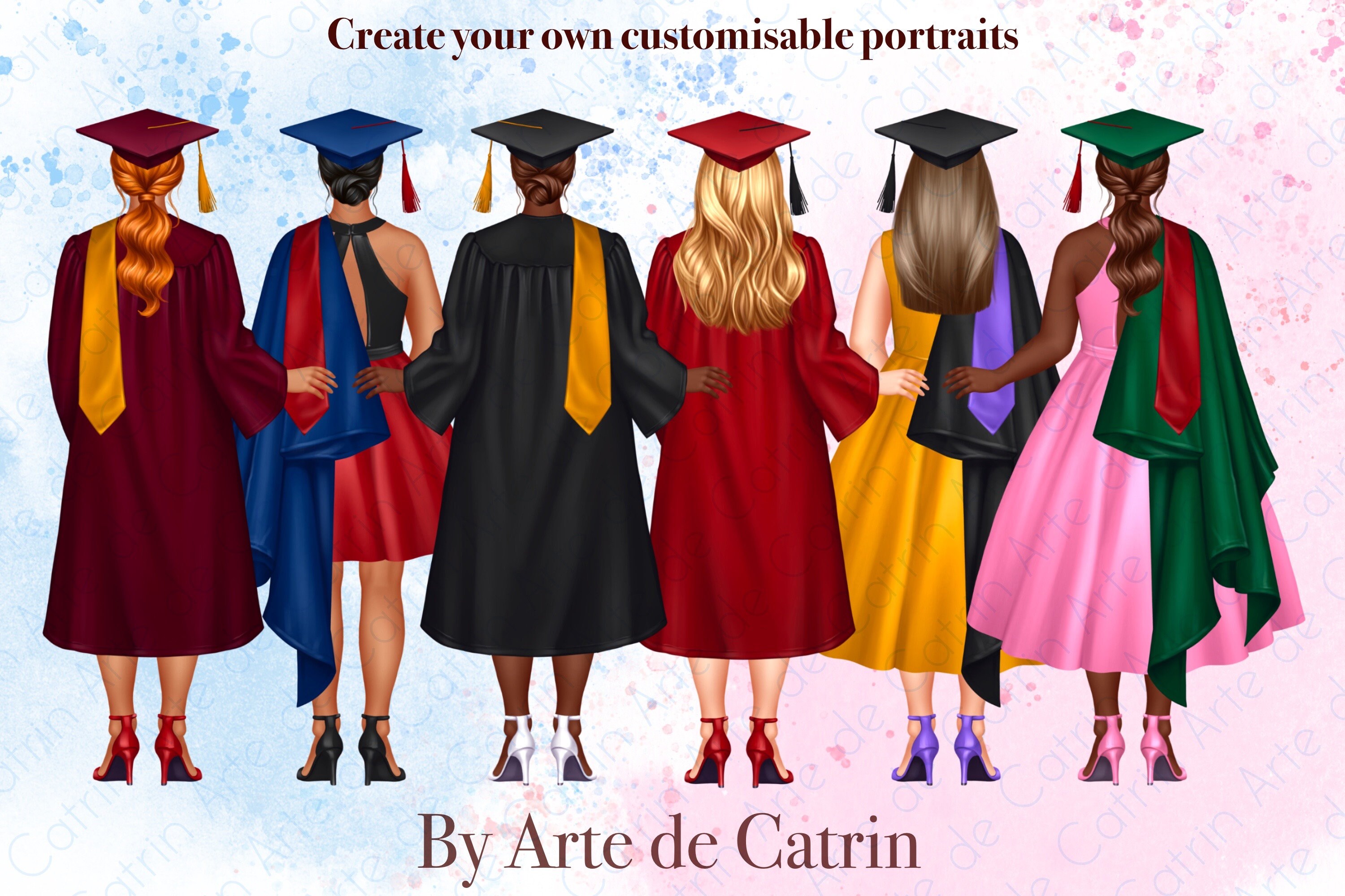 University Graduates Clipart Girls 2 Graduation Girls - Etsy