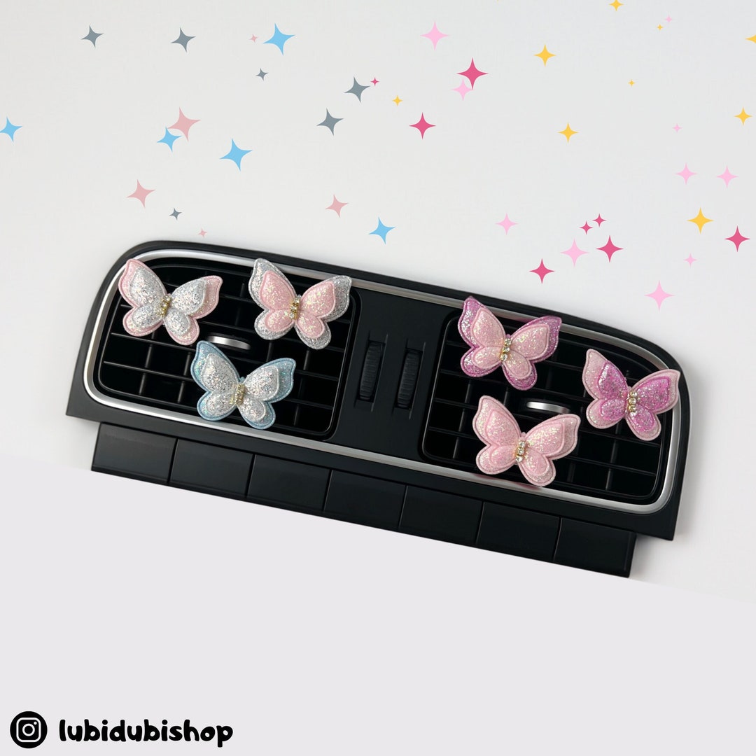 Butterflies Car Vent Clips Set of 6pcs Car Accessories Decor Car Charms ...