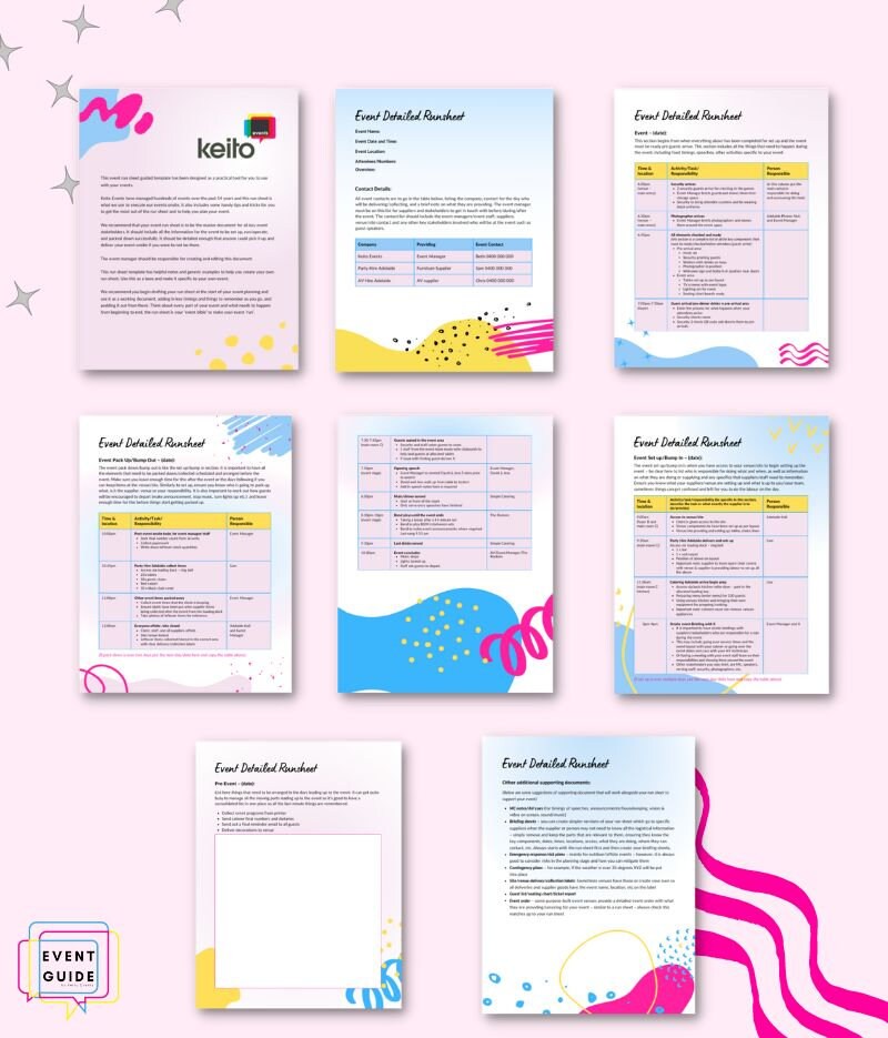 Event Planner Run Sheet Event Management Run Sheet Event Run Sheet ...