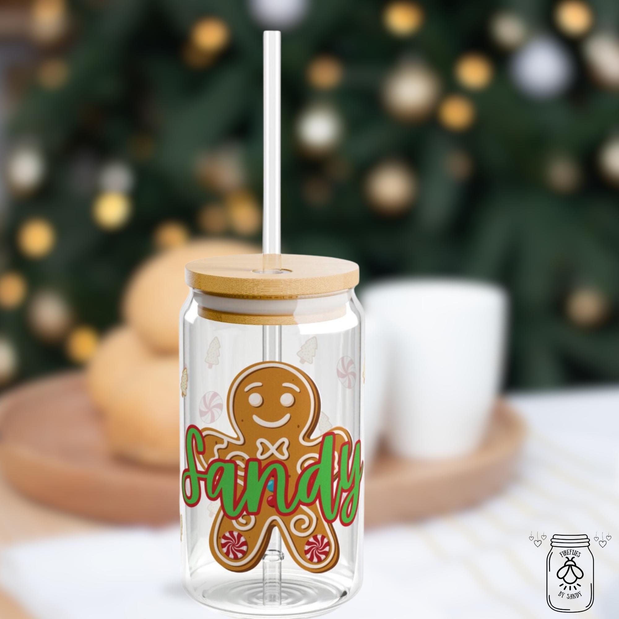 Gingerbread Man Sipper Glass Custom Christmas Libby Glass 16oz ...