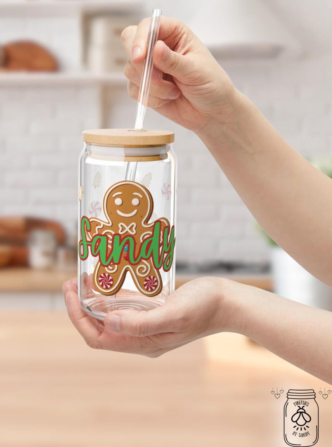 Gingerbread Man Sipper Glass Custom Christmas Libby Glass 16oz ...